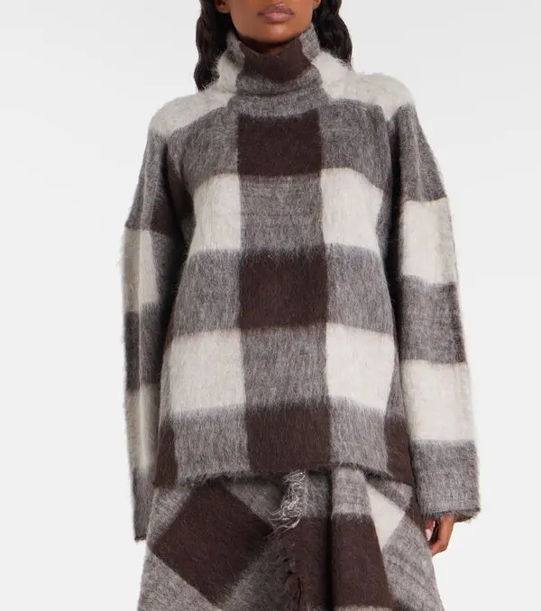 Proenza Schouler Kai Checked Alpaca-blend Turtleneck Sweater - Brown