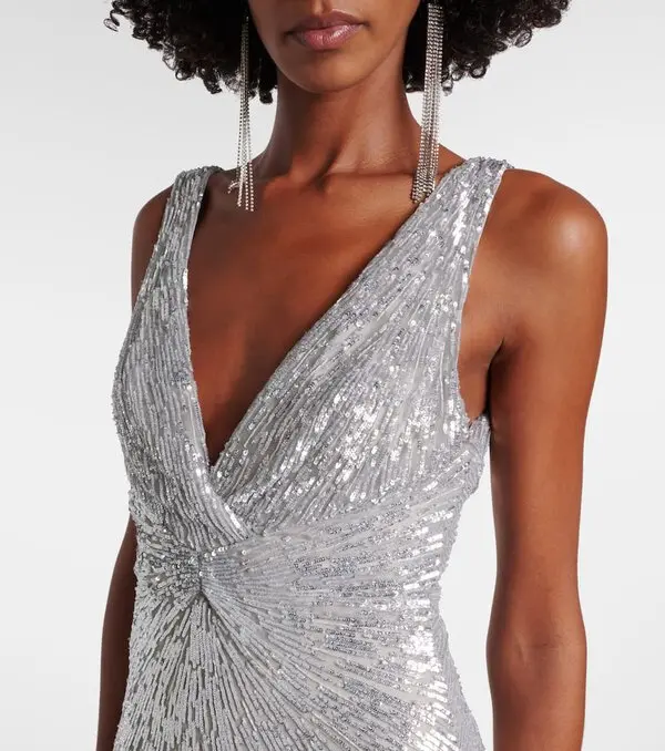 Monique Lhuillier Sequined Tulle Gown