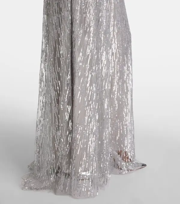 Monique Lhuillier Sequined Tulle Gown
