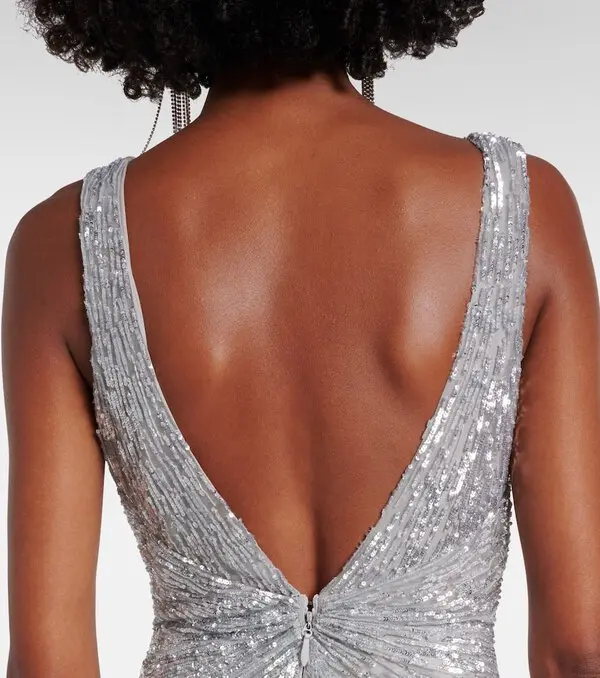 Monique Lhuillier Sequined Tulle Gown