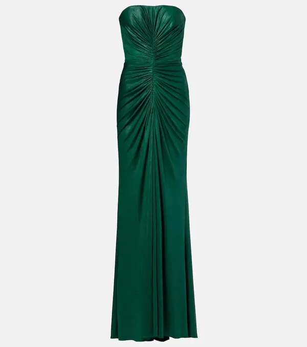 Elie Saab Ruched Jersey Gown - Green