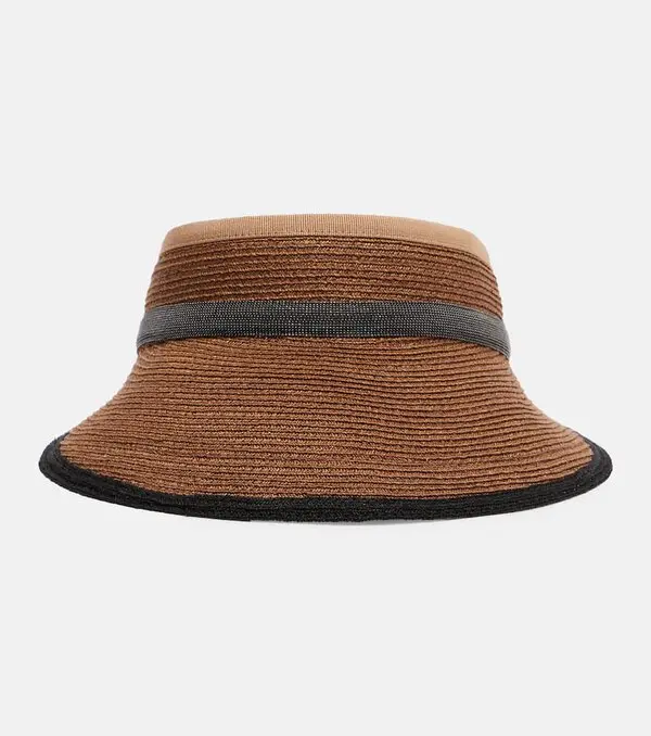 Brunello Cucinelli Monili Hemp And Cotton-blend Visor - Brown