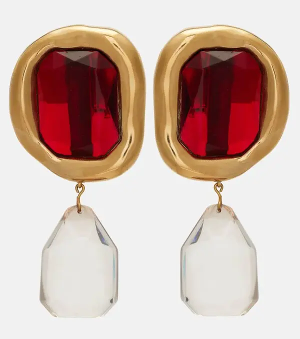 Givenchy Embellished Drop Earrings - Red