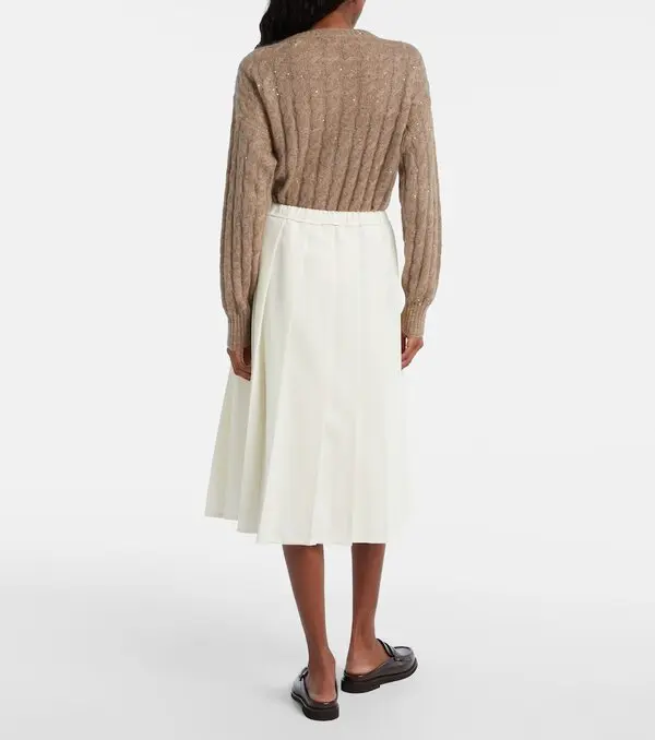 Brunello Cucinelli Pleated Midi Skirt - Beige