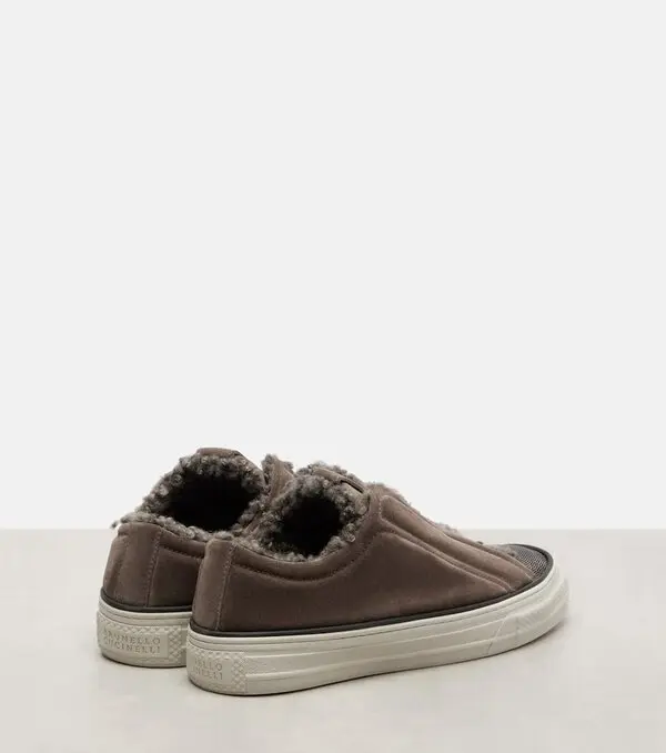 Brunello Cucinelli Monili Suede Slip-on Shoes