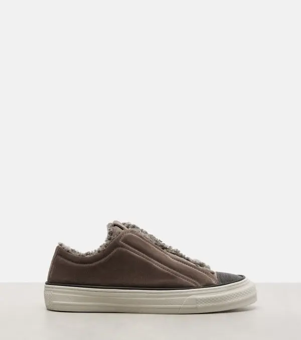 Brunello Cucinelli Monili Suede Slip-on Shoes