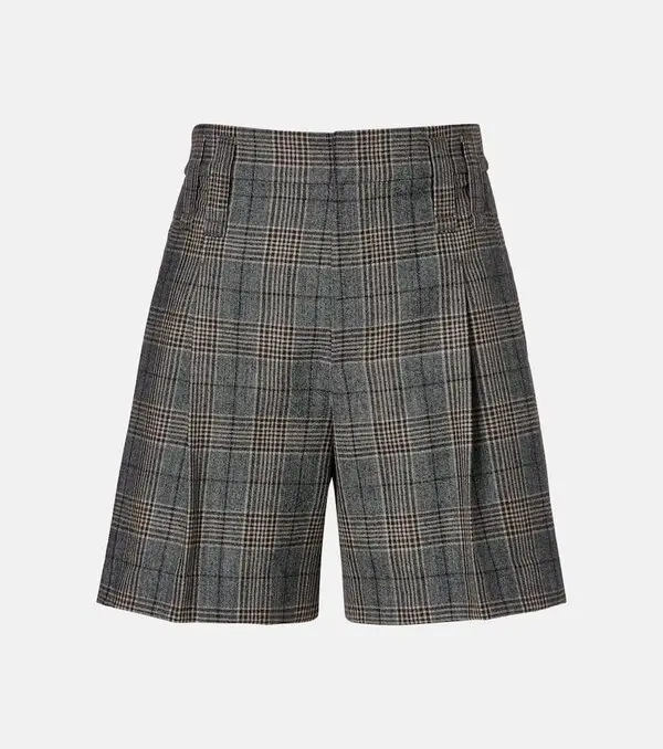 Brunello Cucinelli Checked Virgin Wool Shorts - Grey