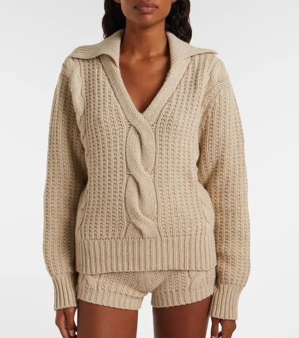 Magda Butrym Cable-knit Cashmere Sweater - Beige