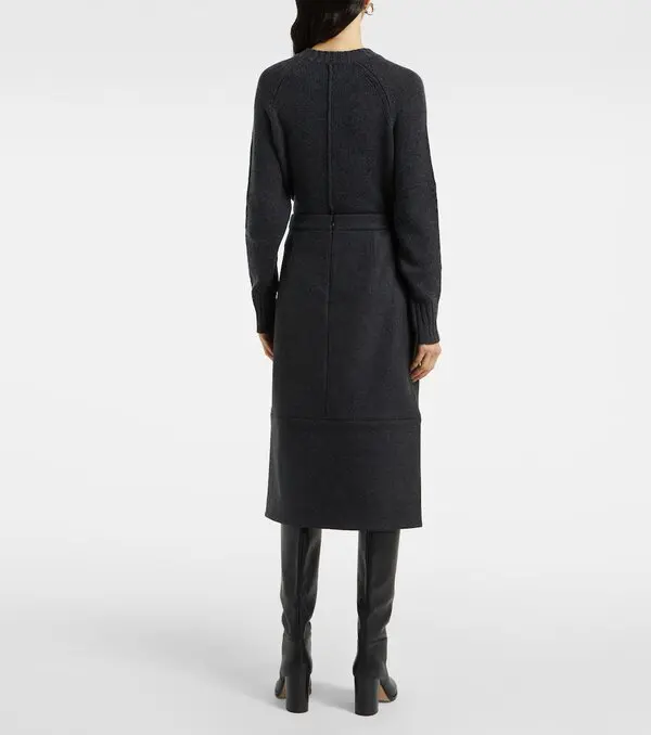 Plan C Sequined Wool-blend Midi Skirt - Black