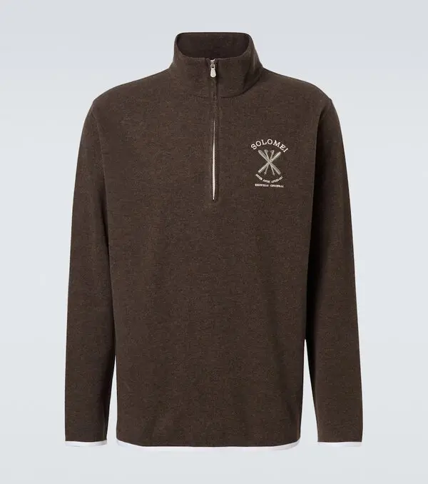 Brunello Cucinelli Cashmere-blend Half-zip Sweater - Brown