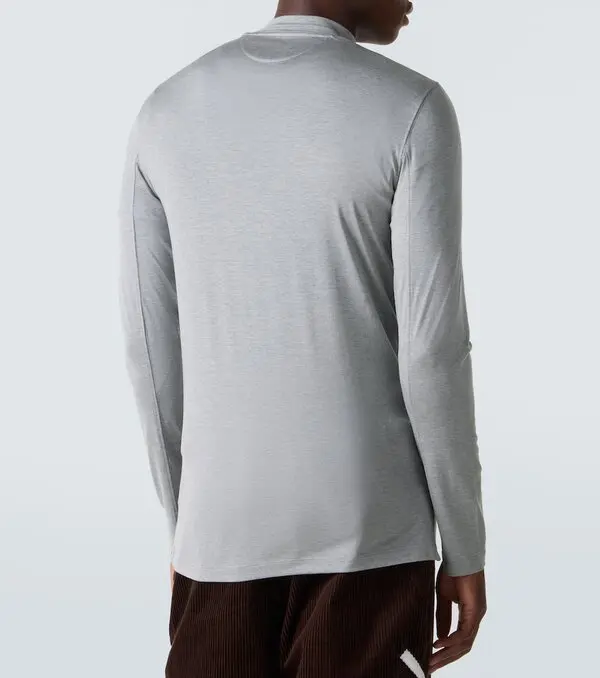 Brunello Cucinelli Silk Blend Long Sleeve T-shirt - Grey