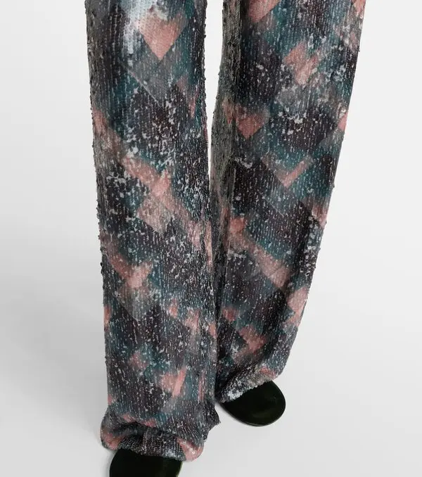 Dries Van Noten Checked Sequined Palazzo Pants
