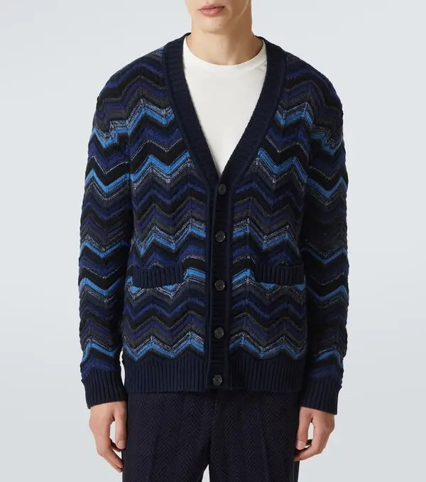 Missoni Zigzag Wool-blend Cardigan - Blue