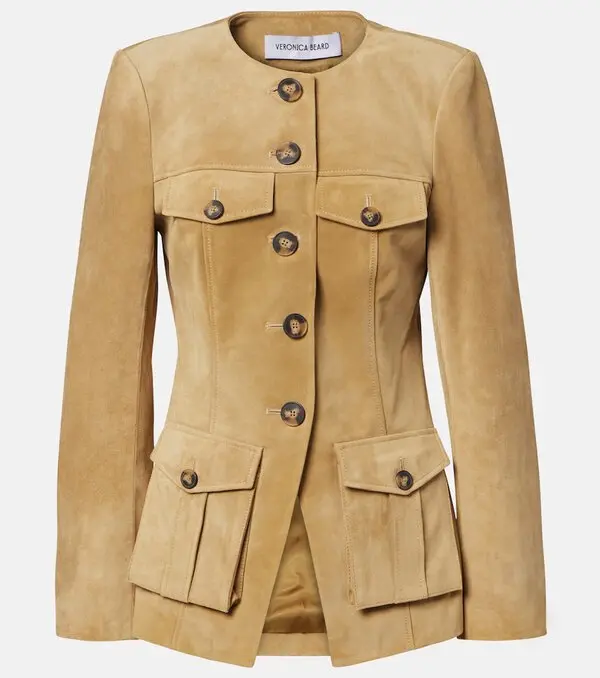 Veronica Beard Orrin Suede Jacket - Beige