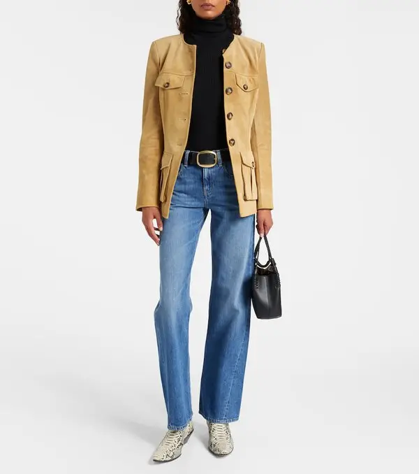 Veronica Beard Orrin Suede Jacket - Beige