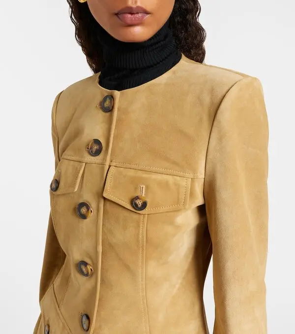 Veronica Beard Orrin Suede Jacket - Beige