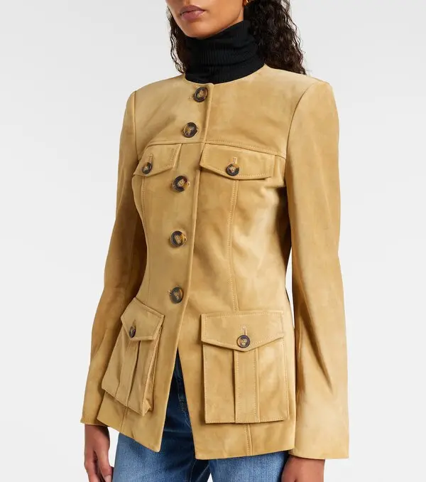 Veronica Beard Orrin Suede Jacket - Beige