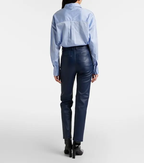 JOSEPH Coleman Slim Leather Pants - Blue