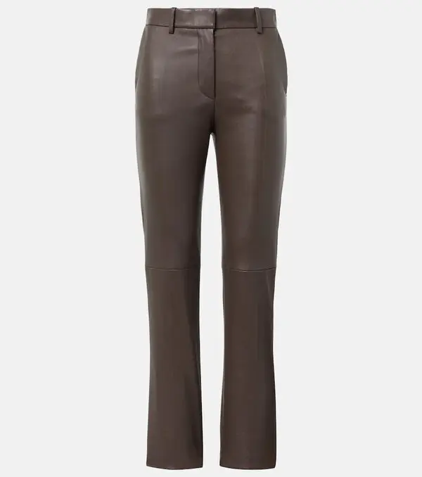 JOSEPH Coleman Slim Leather Pants - Brown