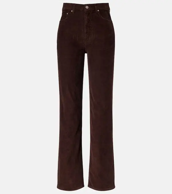 Ag Kora High-rise Wide-leg Corduroy Pants - Brown