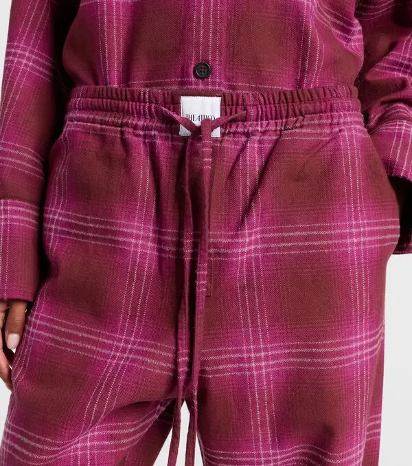 Attico Checked Cotton Flannel Sweatpants - Purple