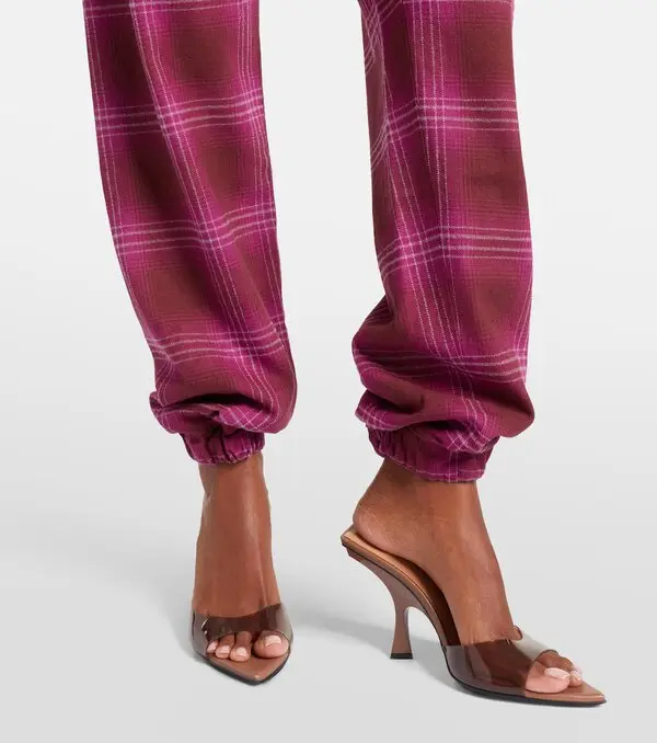 Attico Checked Cotton Flannel Sweatpants - Purple