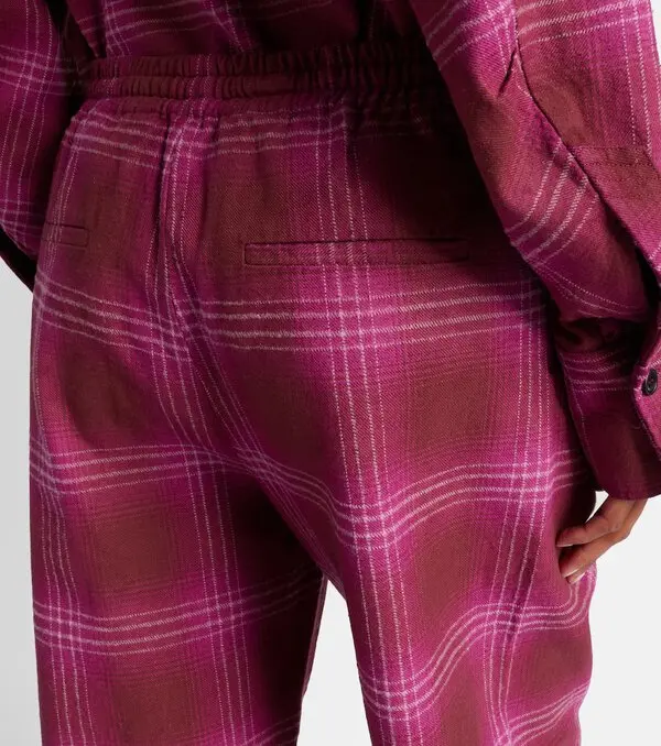 Attico Checked Cotton Flannel Sweatpants - Purple