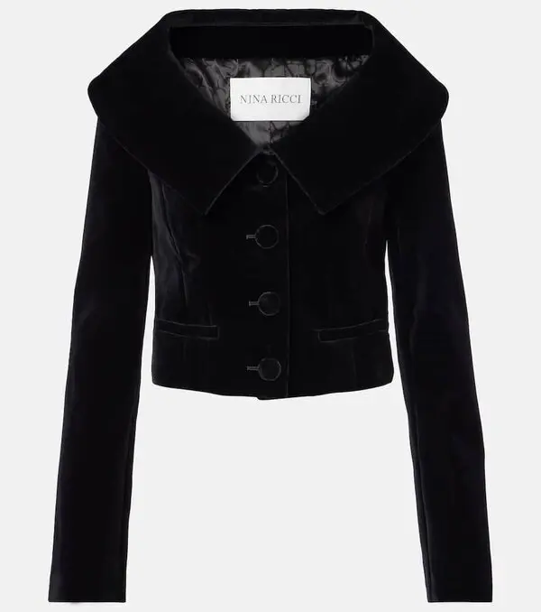 Nina Ricci Cropped Cotton Velvet Jacket