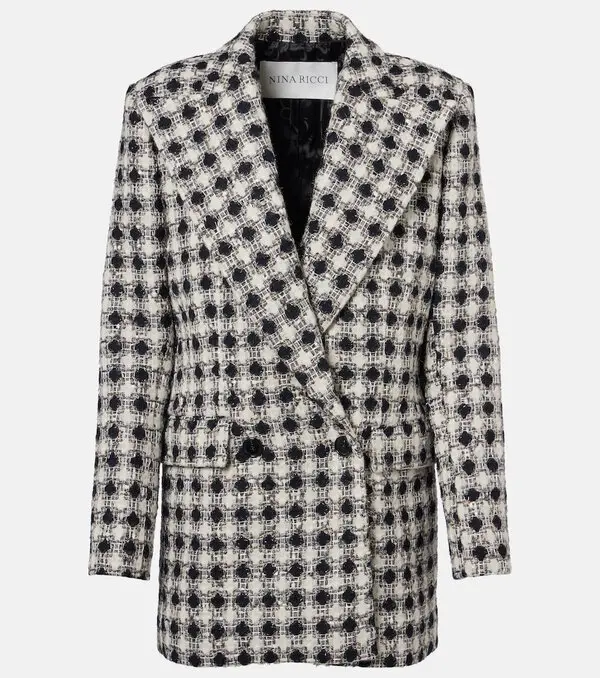 Nina Ricci Double-breasted Tweed Blazer - White