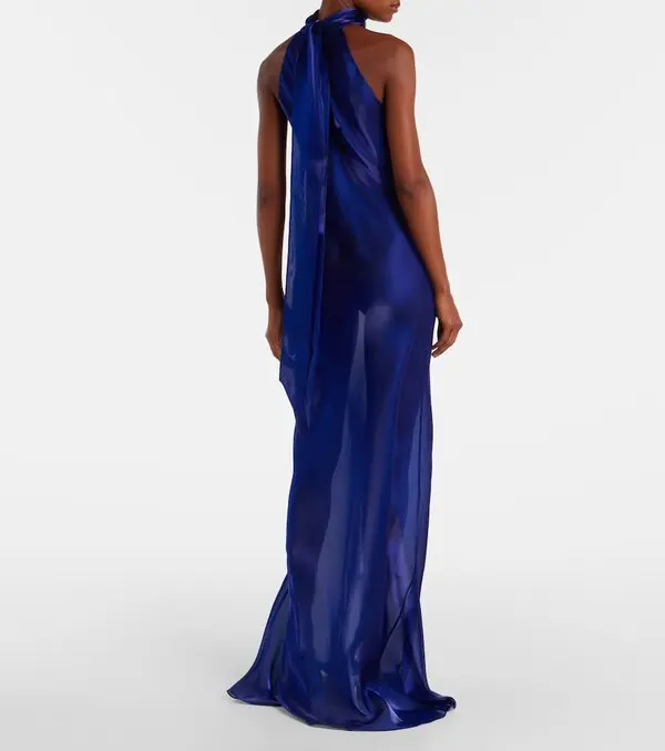 Galvan Sienna Semi-sheer Organza Gown - Blue