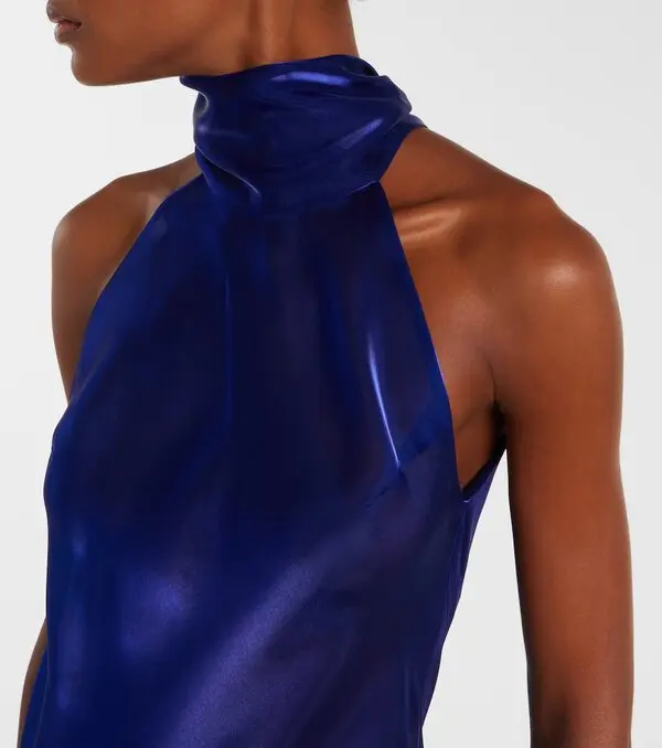 Galvan Sienna Semi-sheer Organza Gown - Blue