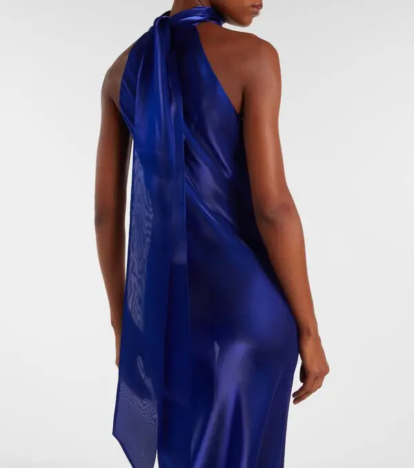 Galvan Sienna Semi-sheer Organza Gown - Blue