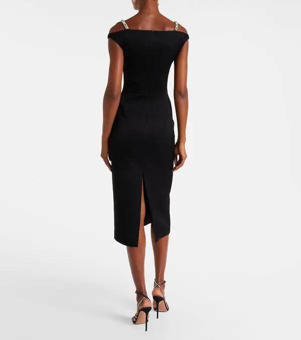David Koma Crystal-embellished Satin Midi Dress