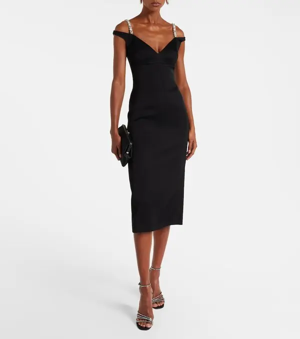 David Koma Crystal-embellished Satin Midi Dress