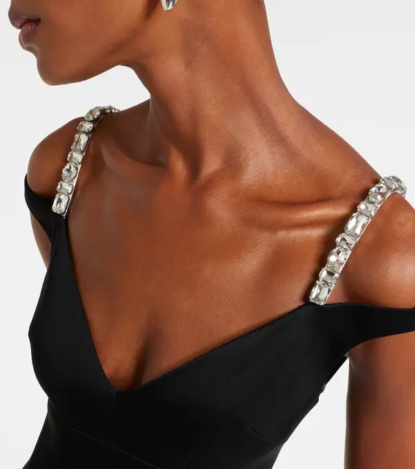 David Koma Crystal-embellished Satin Midi Dress