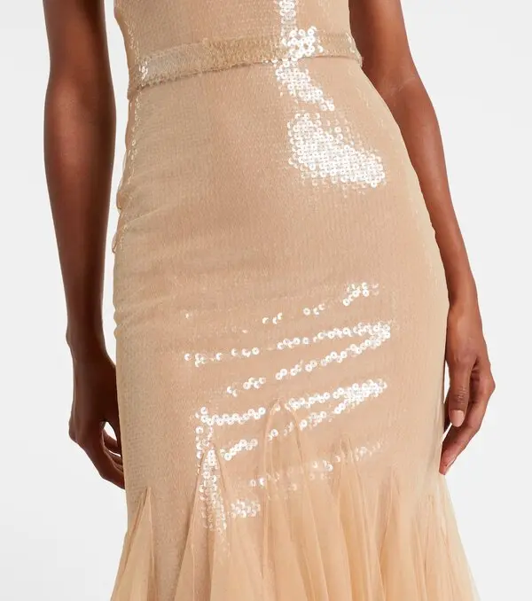 David Koma Sequined Tulle Gown