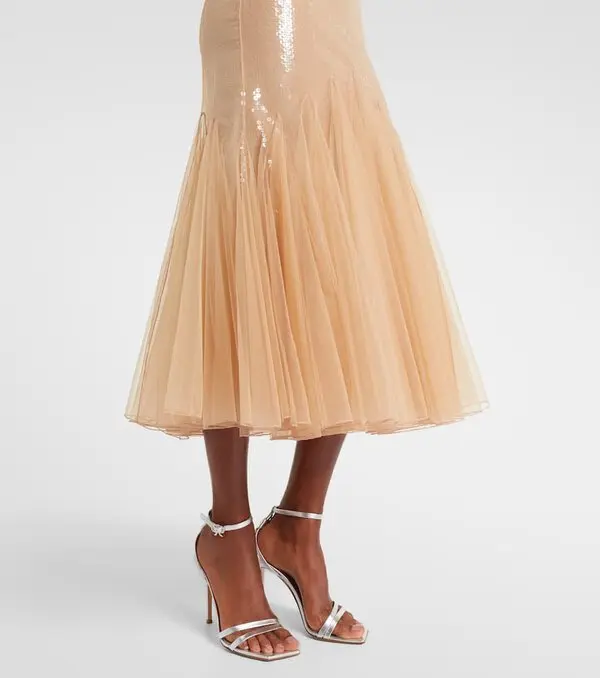 David Koma Sequined Tulle Gown