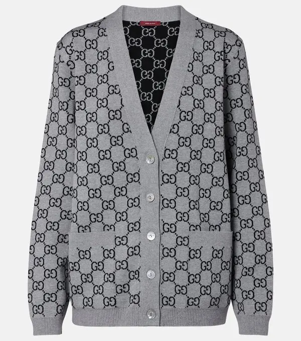 Gucci Gg Wool-blend Cardigan - Grey