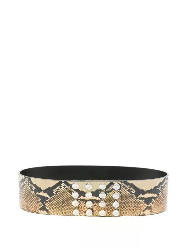Attico Snakeskin Studded Belt - Neutrals