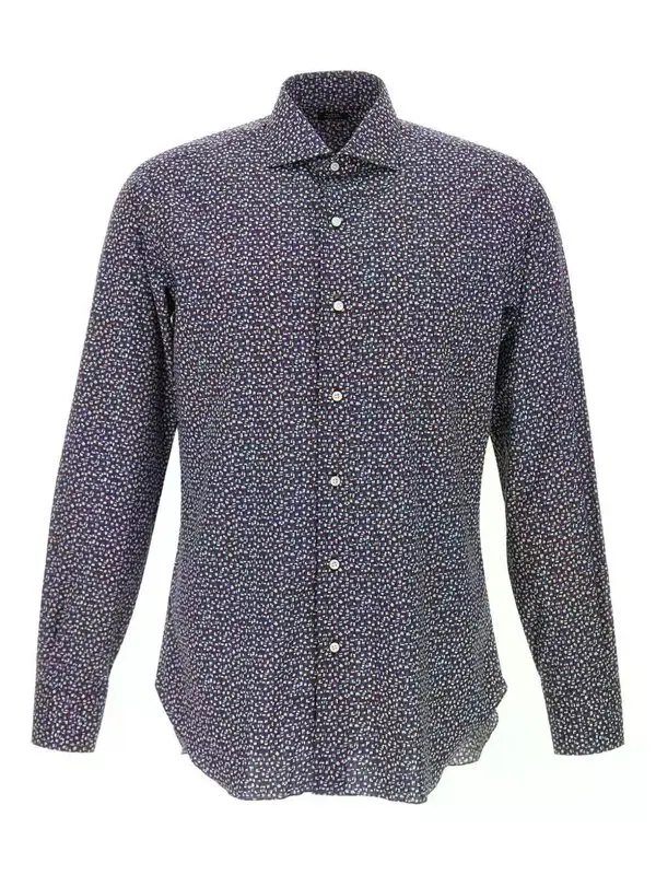 BARBA NAPOLI Micro-pattern Shirt - Blue
