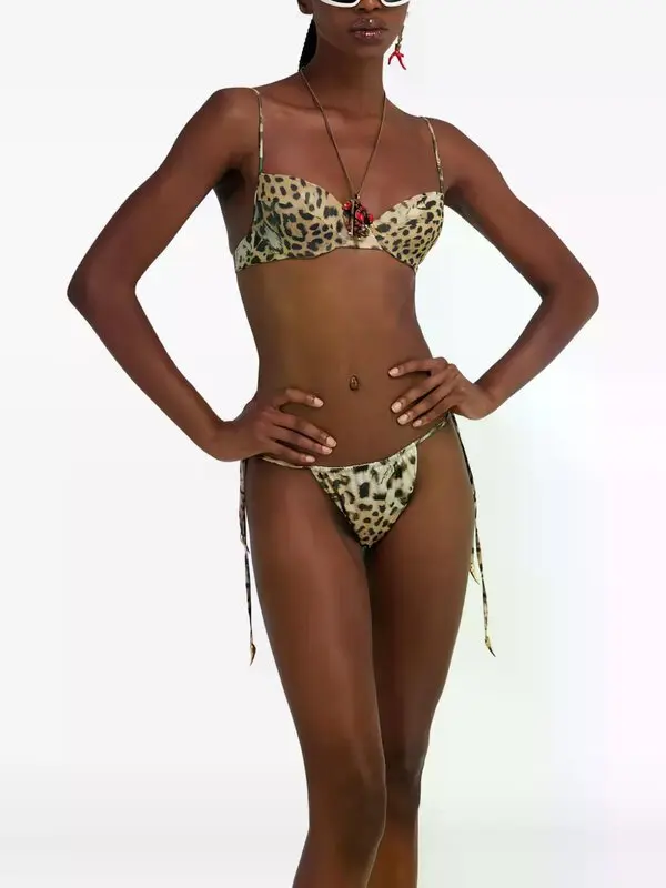 Roberto Cavalli Leopard-print Tie-side Bikini