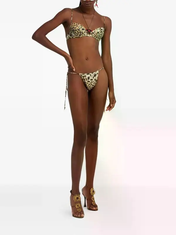 Roberto Cavalli Leopard-print Tie-side Bikini