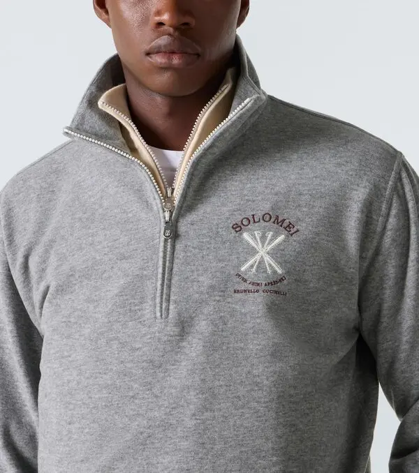 Brunello Cucinelli Cashmere And Cotton-blend Half-zip Sweatshirt