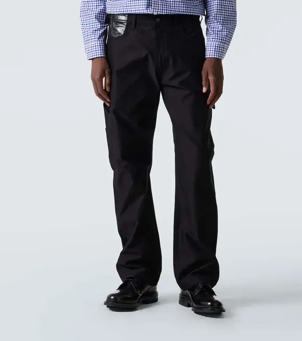 Junya Watanabe Leather-trimmed Straight Leg Jeans