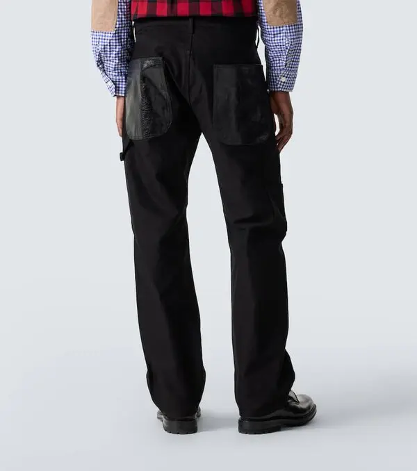 Junya Watanabe Leather-trimmed Straight Leg Jeans
