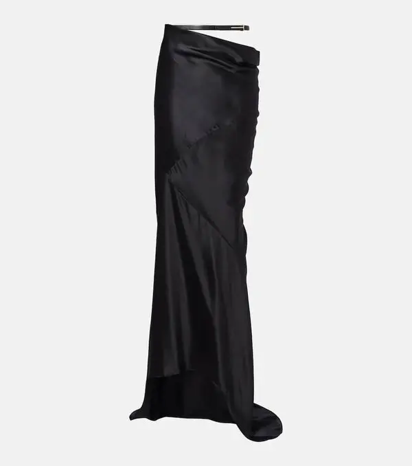TOM FORD Asymmetric Silk Satin Maxi Skirt - Black