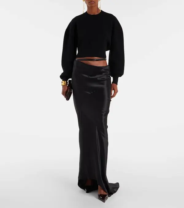 TOM FORD Asymmetric Silk Satin Maxi Skirt