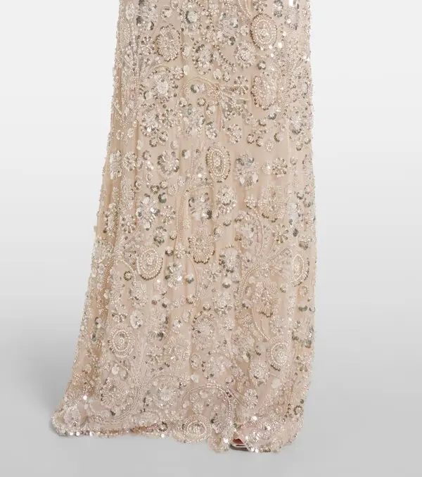 SELF-PORTRAIT Sequined Floral Maxi Dress