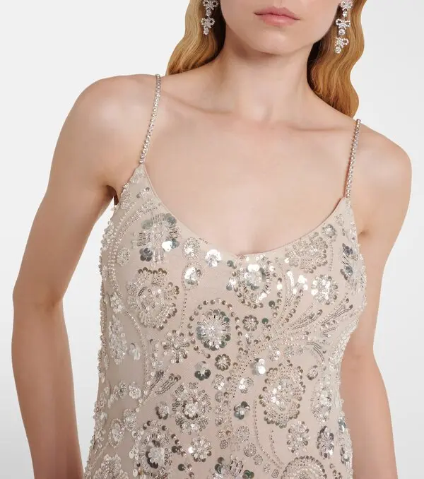 SELF-PORTRAIT Sequined Floral Maxi Dress
