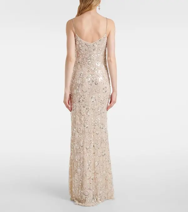 SELF-PORTRAIT Sequined Floral Maxi Dress